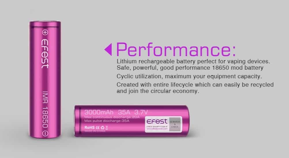 Efest IMR 18650 Battery 3000mAh | VAPEAPE Ireland - Vape Batteries